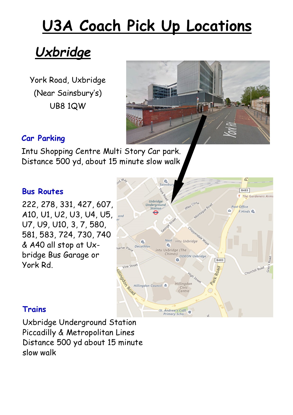 Coach Pick Up Locations - Hillingdon
